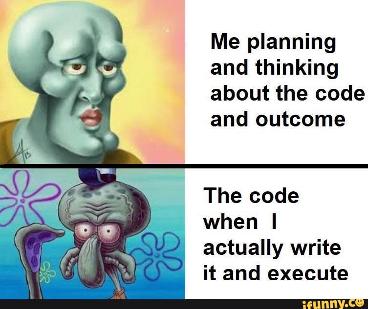 Me planning and thinking about the code and outcome The code when I ...