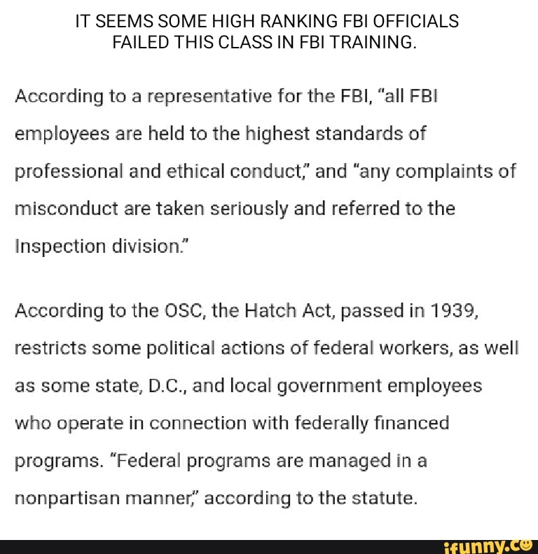 IT SEEMS SOME HIGH RANKING FBI OFFICIALS FAILED THIS CLASS IN FBI ...