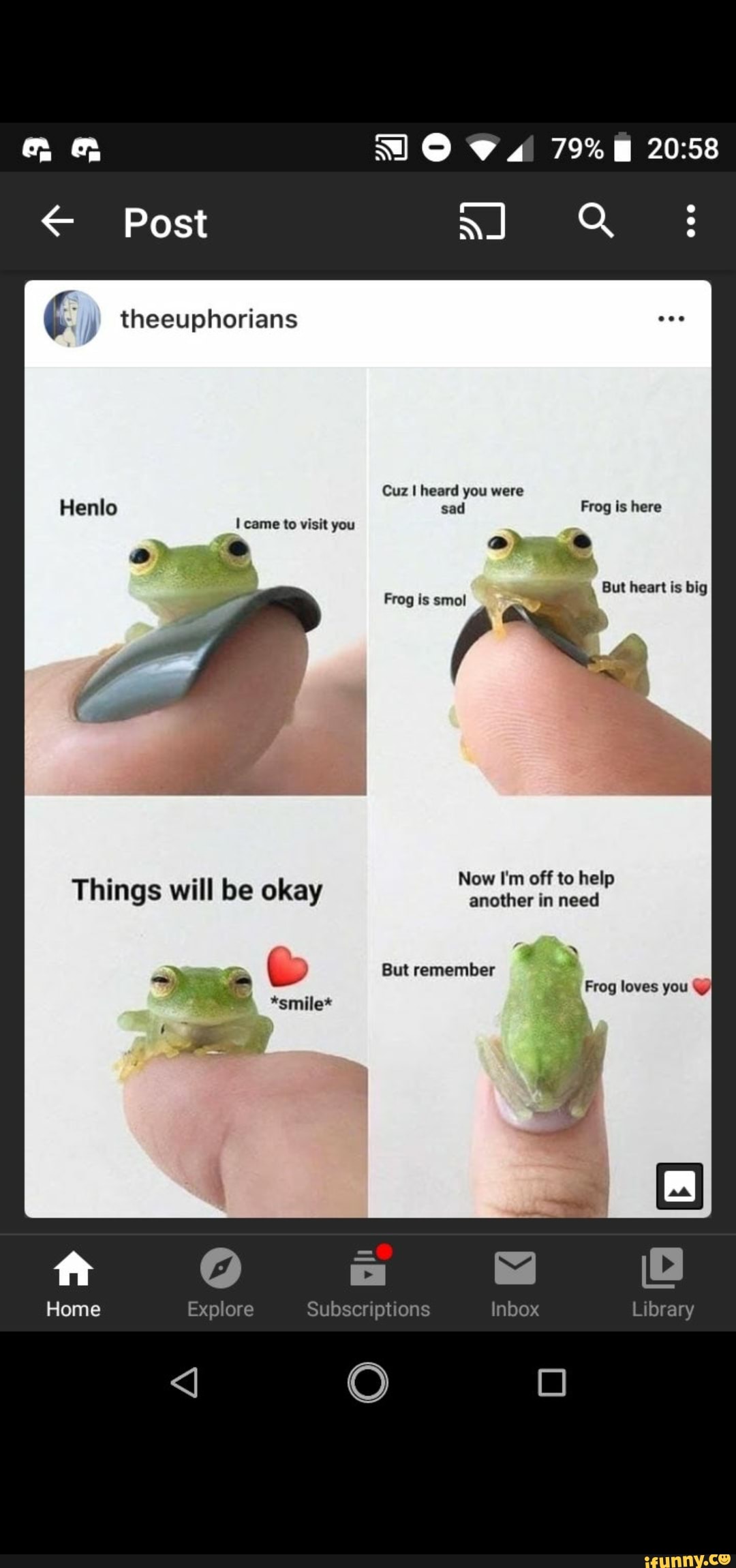 Theeuphorians Cuz heard you were sad Frog is here came to visit you But ...