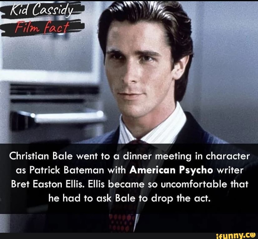Kid Christian Bale went to a dinner meeting in character as Patrick ...