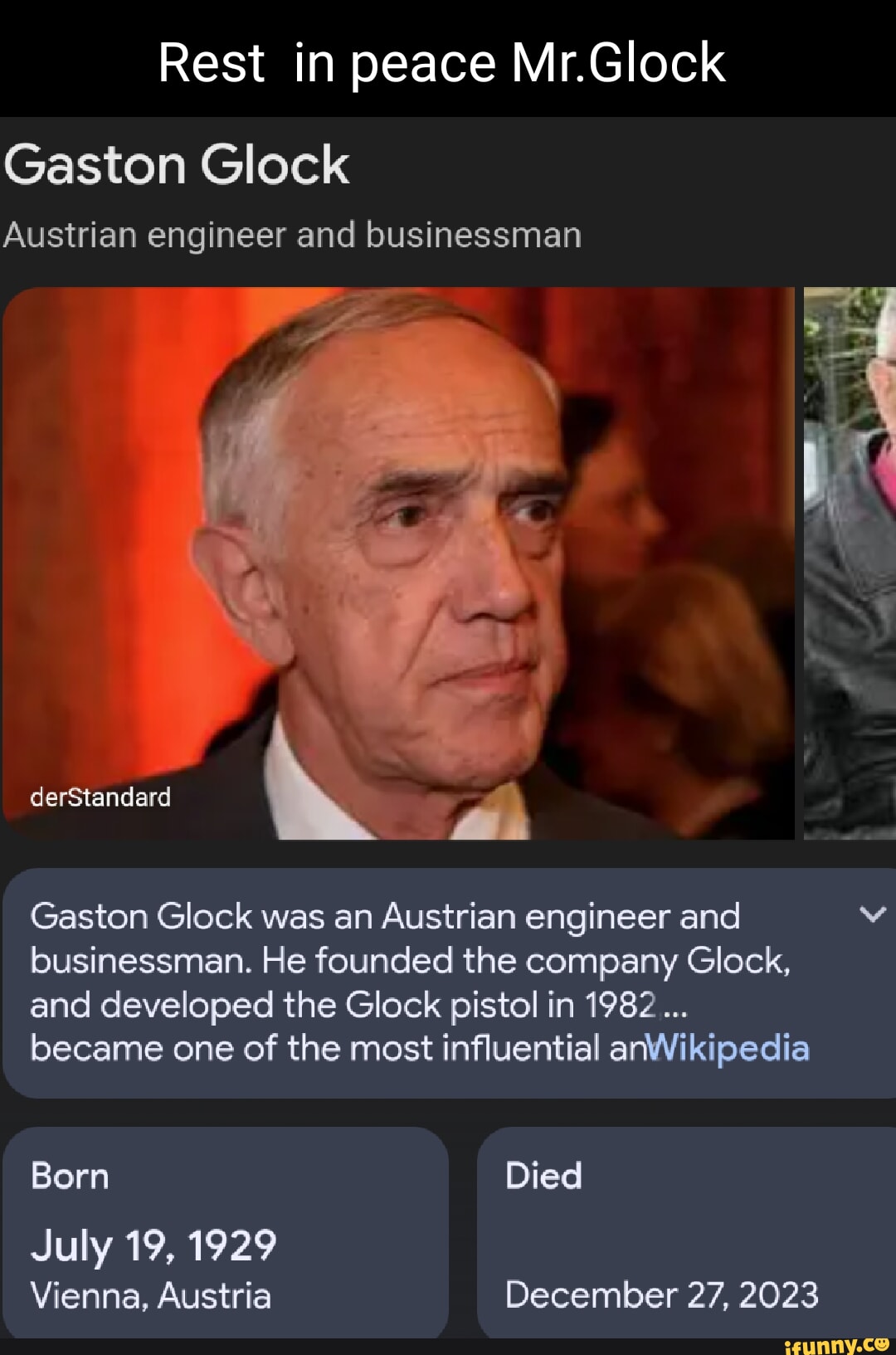 Rest in peace Mr.Glock Gaston Glock Austrian engineer and businessman ...