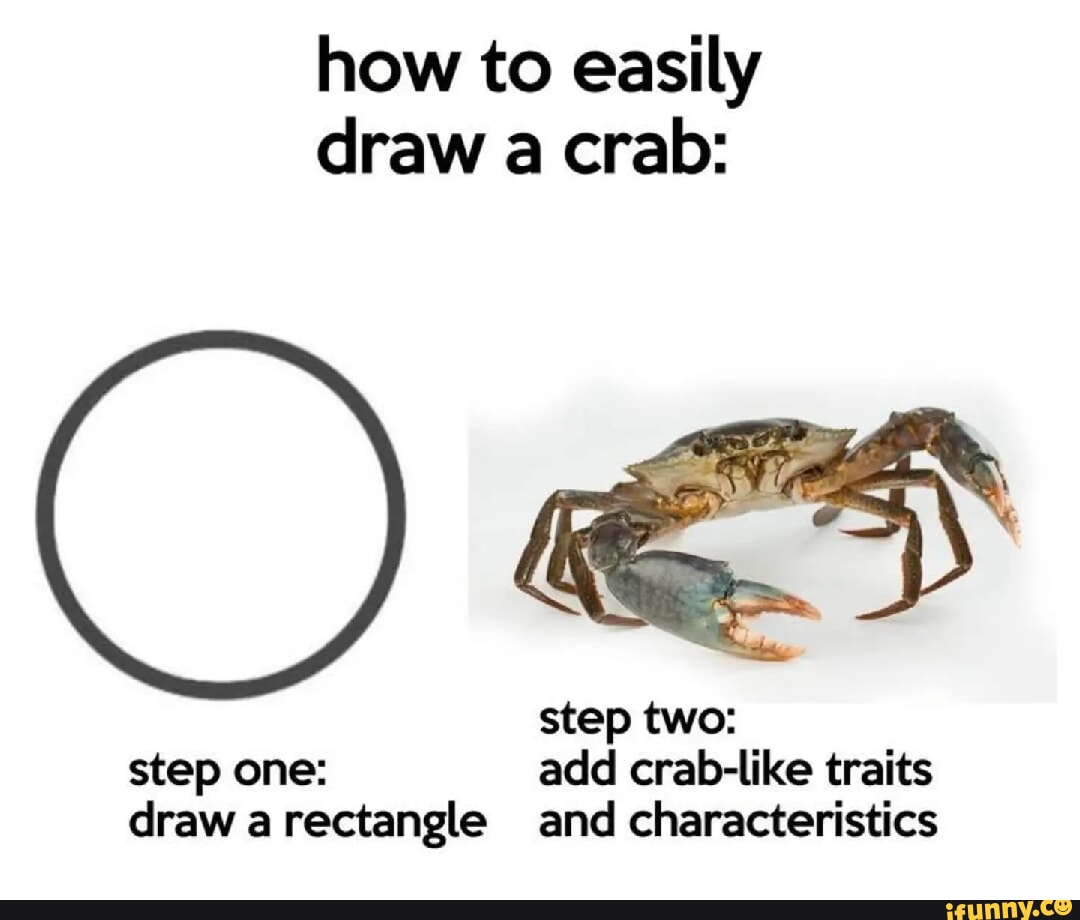 How to easily draw a crab: step two: step one: add crab-like traits ...