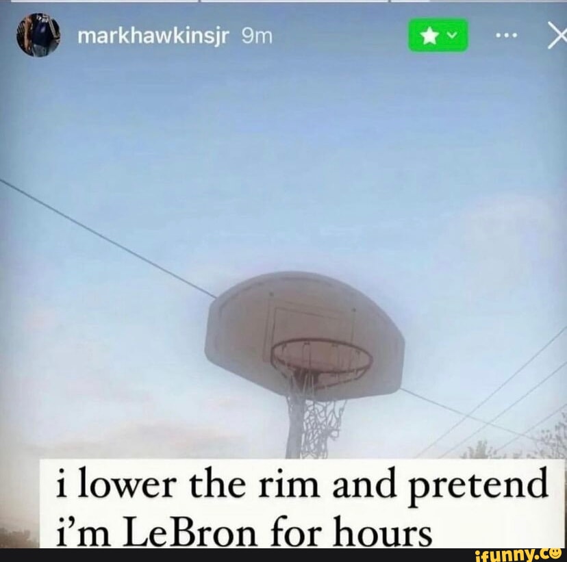 Markhawkinsjr i lower the rim and pretend I im LeBron for hours - iFunny