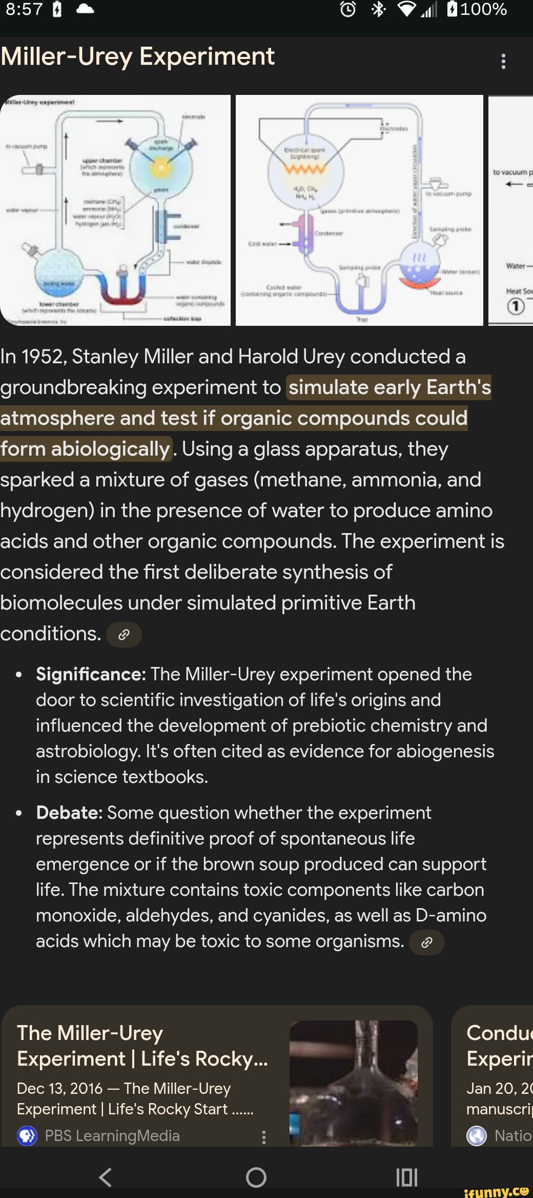 100% Urey Experiment In 1952, Stanley Miller and Harold Urey conducted ...
