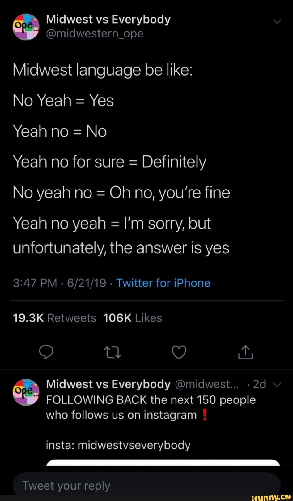 Midwest language be like: Yeah no for sure : Definitely No yeah no : Oh ...