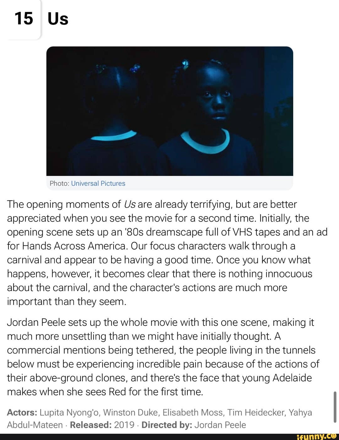 15 I Us Photo: Universal Pictures The opening moments of Us are already ...