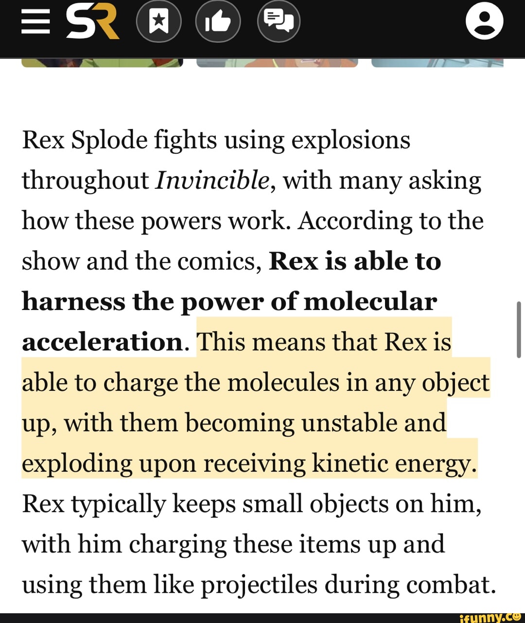 Rex Splode fights using explosions throughout Invincible, with many ...