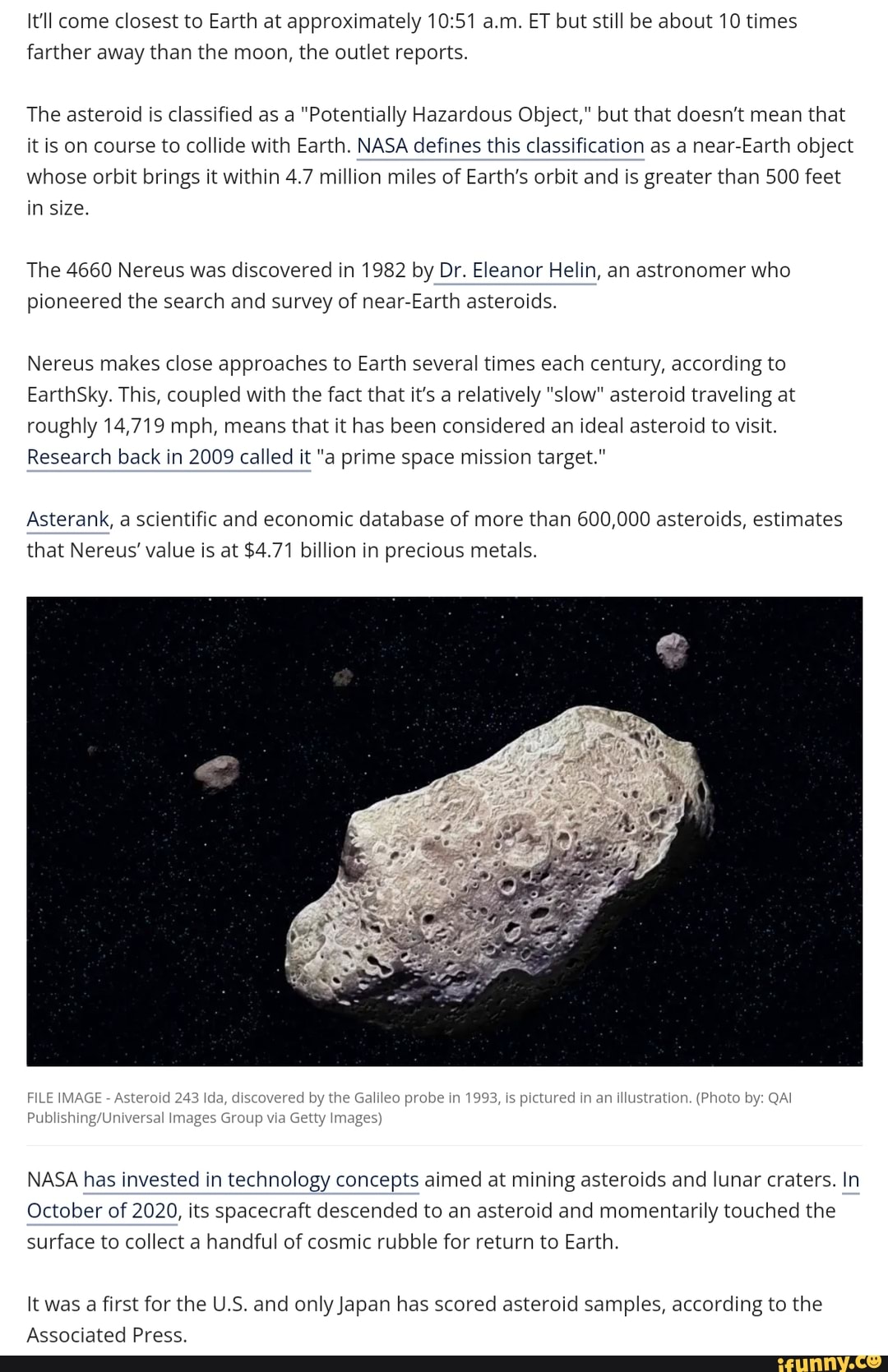 4660 Nereus, asteroid the size of the Eiffel Tower, to fly past Earth ...