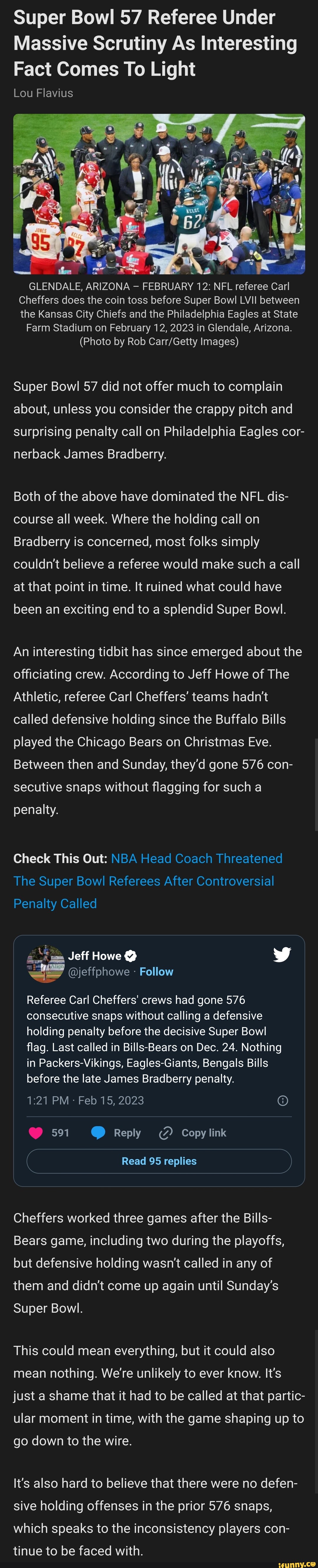 Super Bowl 57 Referee Under Massive Scrutiny As Interesting Fact Comes ...