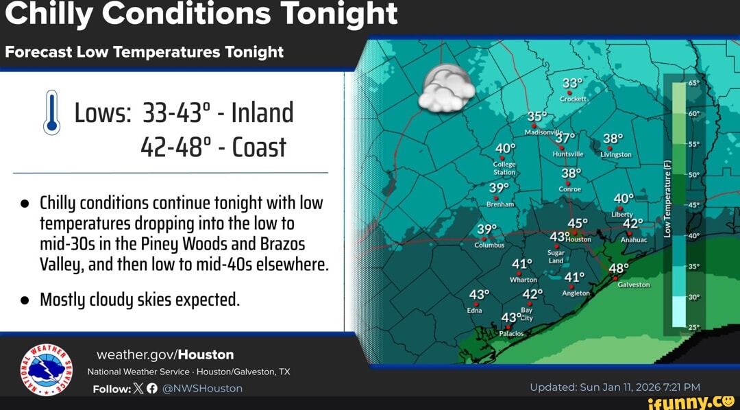 Chilly Conditions Tonight Forecast Low Temperatures Tonight I Lows ...