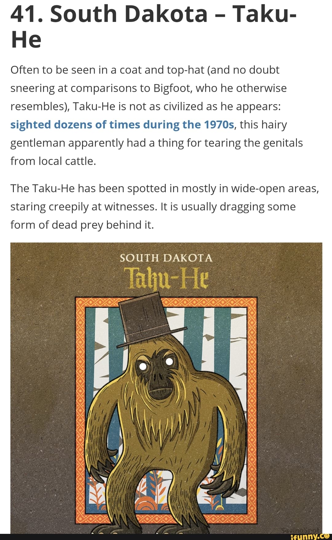 41. South Dakota Taku- He Often to be seen in a coat and top-hat (and ...