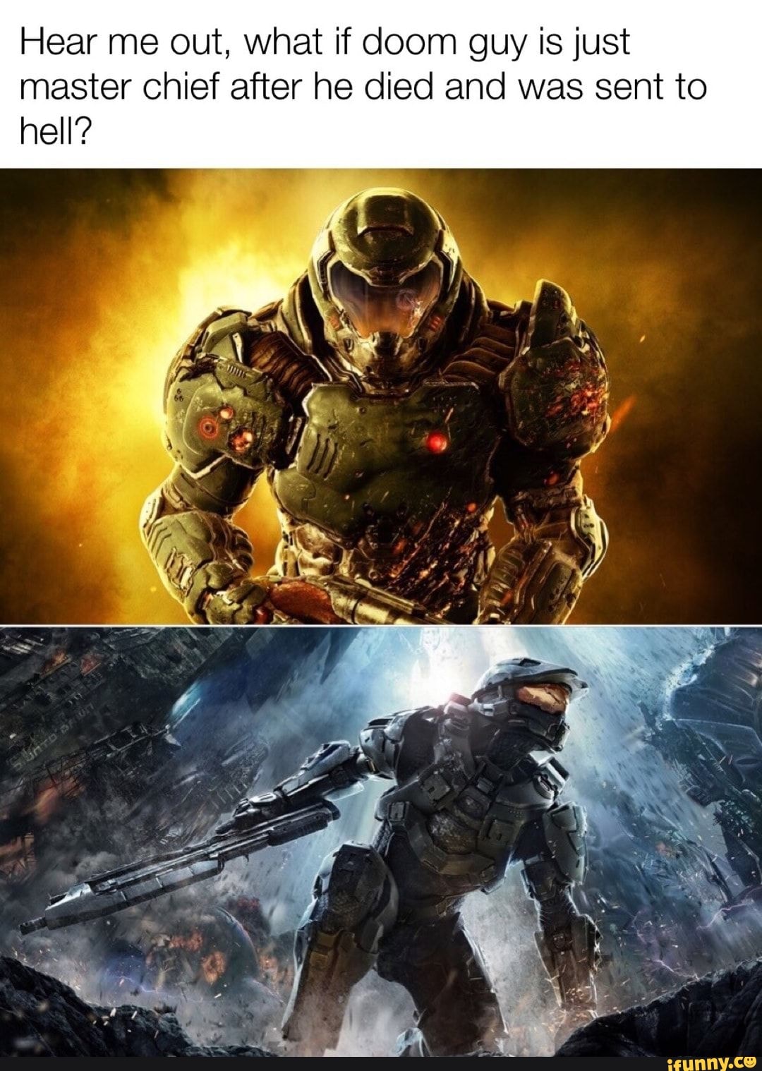 Hear me out, what if doom guy is just master chief after he died and ...