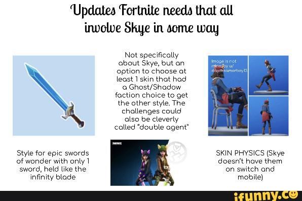 Updates Fortnite needs that all inwolve Skye in some way Style for epic ...