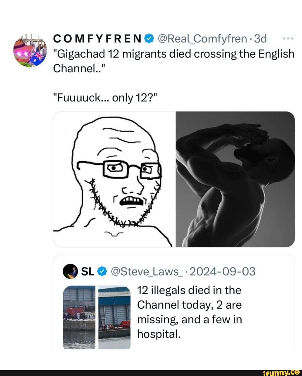COMFY FREN@ @Real Comfyfren "Gigachad 12 migrants died crossing the ...