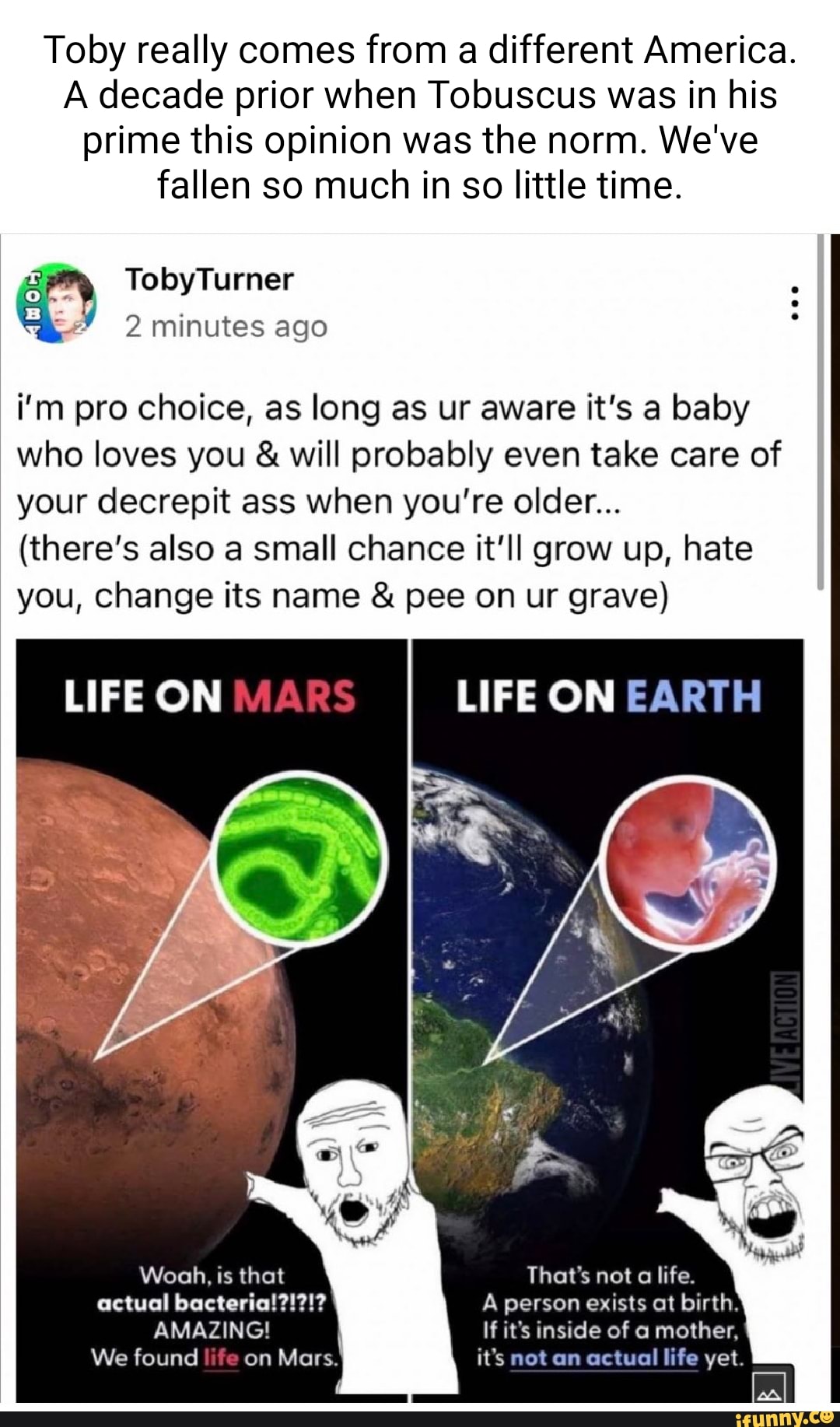 Toby really comes from a different America. A decade prior when ...