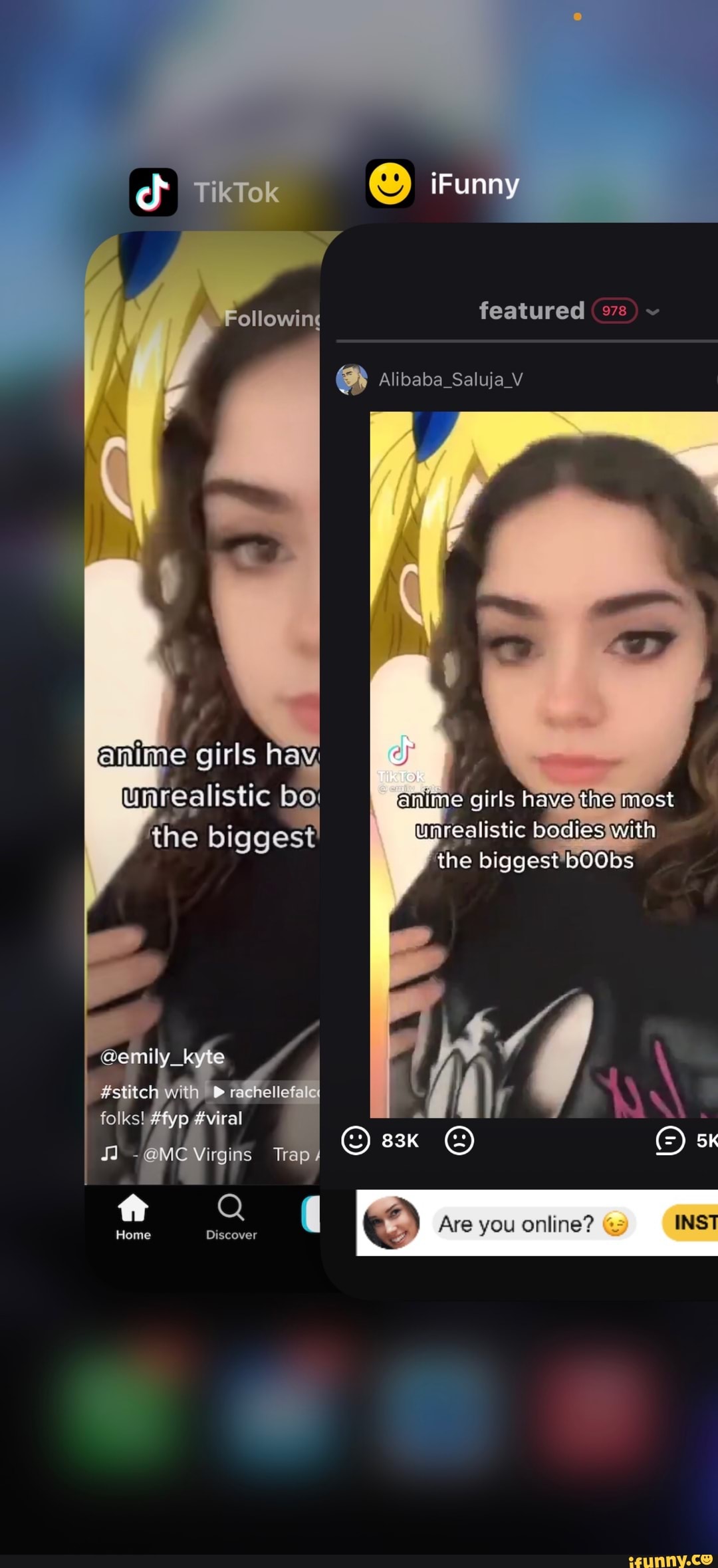 TikTok girls Unirealistic Following fhe biggest @emily_kyte #stitch ...