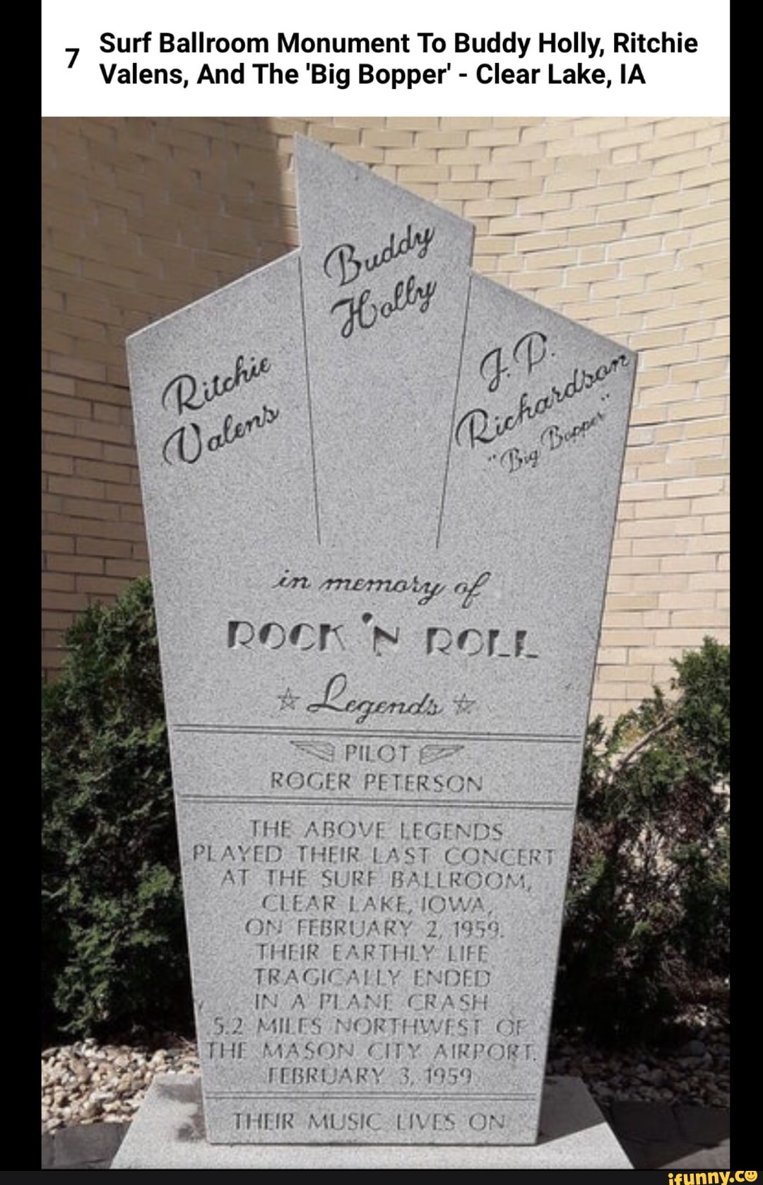 Surf Ballroom Monument To Buddy Holly, Ritchie Valens, And The 'Big ...