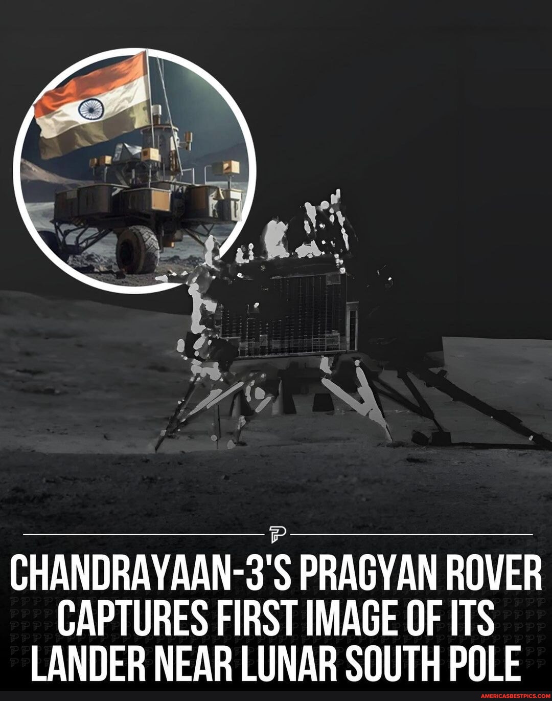 Swipe Indias Pragyan moon rover captures its first image of the Vikram ...