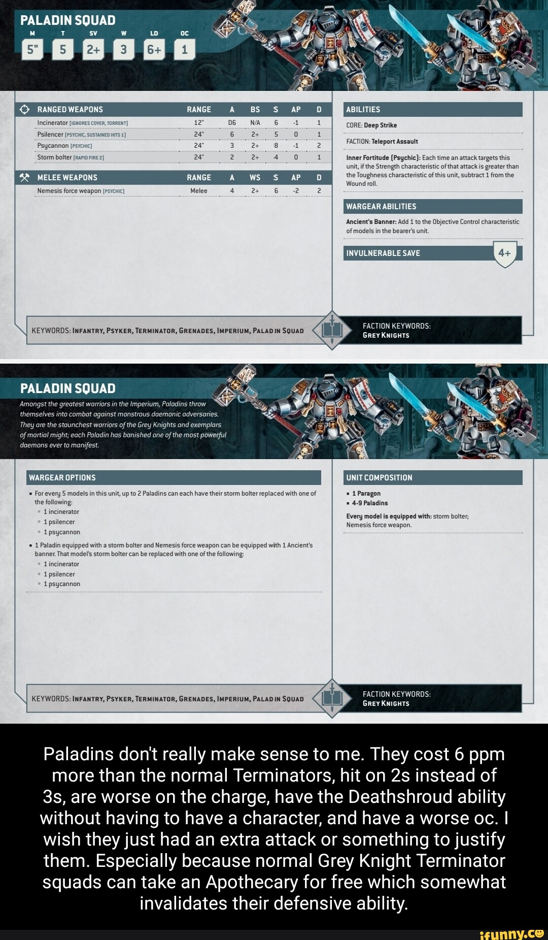 PALADIN SQUAD Psilencer Psycannon Nemesis force weapon RANGED WEAPONS ...