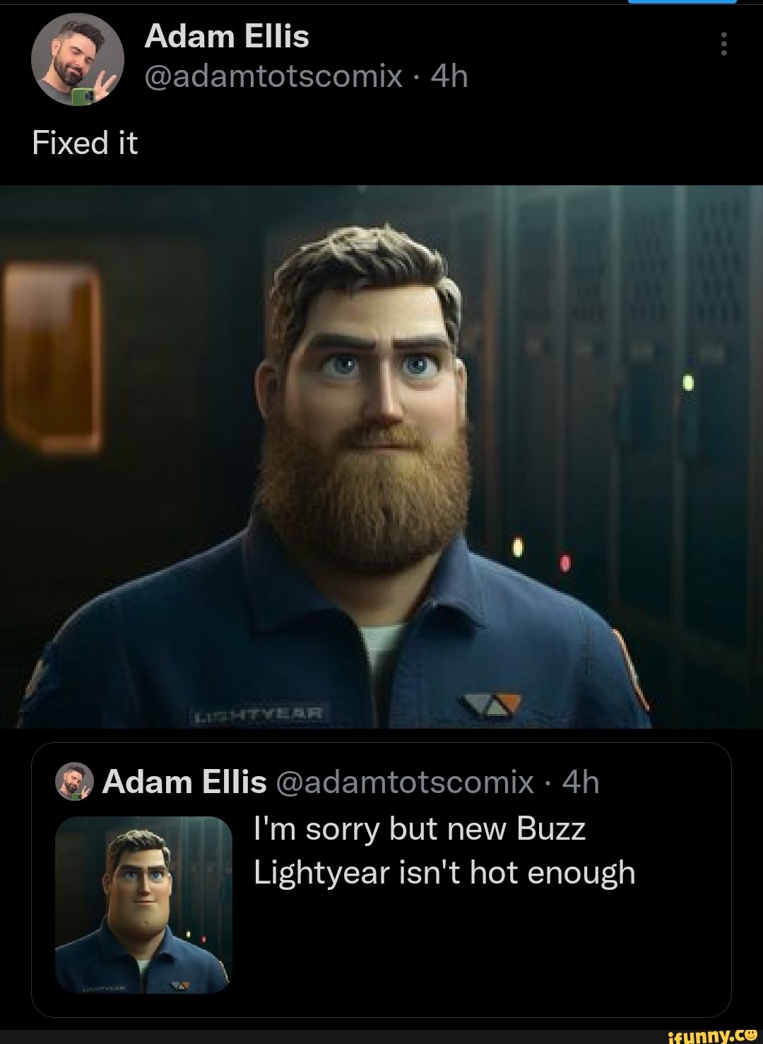 Adam Ellis Fixed it Adam Ellis @adamtotscomix I'm sorry but new Buzz ...