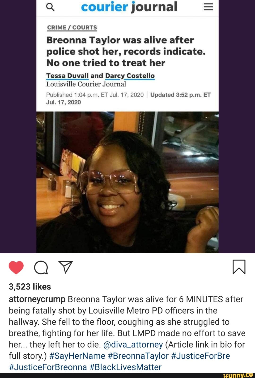 Q courier journal CRIME COURTS Breonna Taylor was alive after police ...
