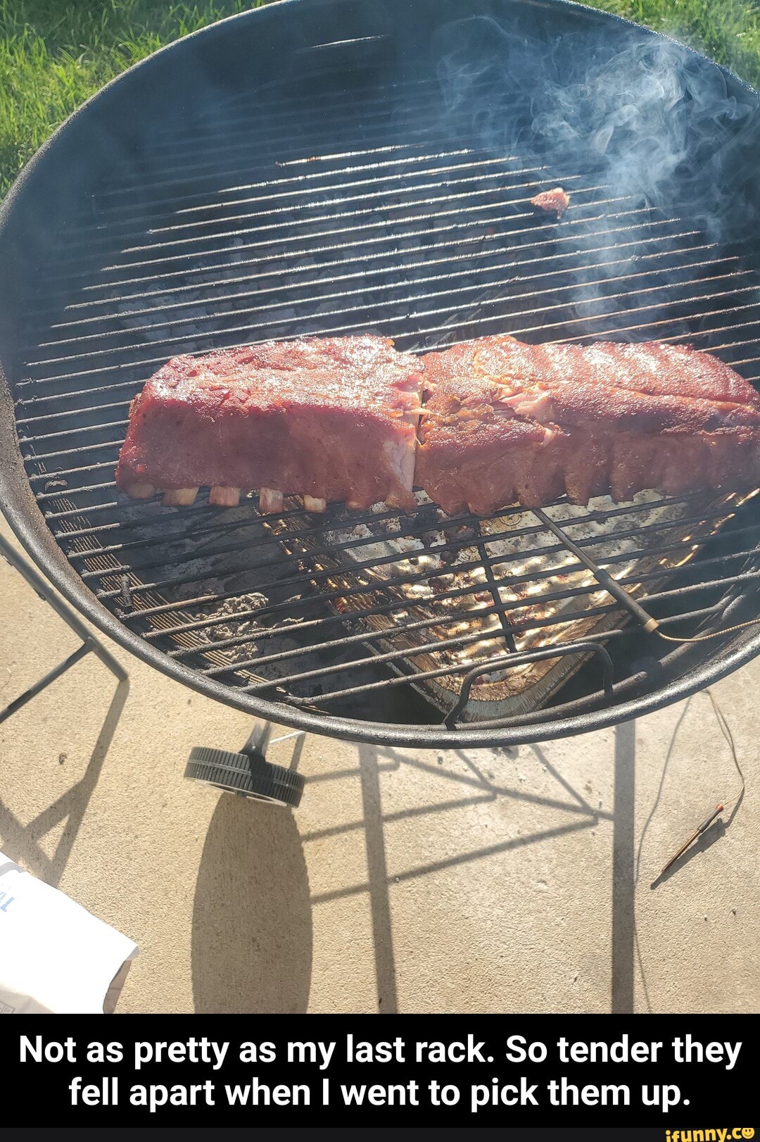 Not as pretty as my last rack. So tender they fell apart when I went to ...