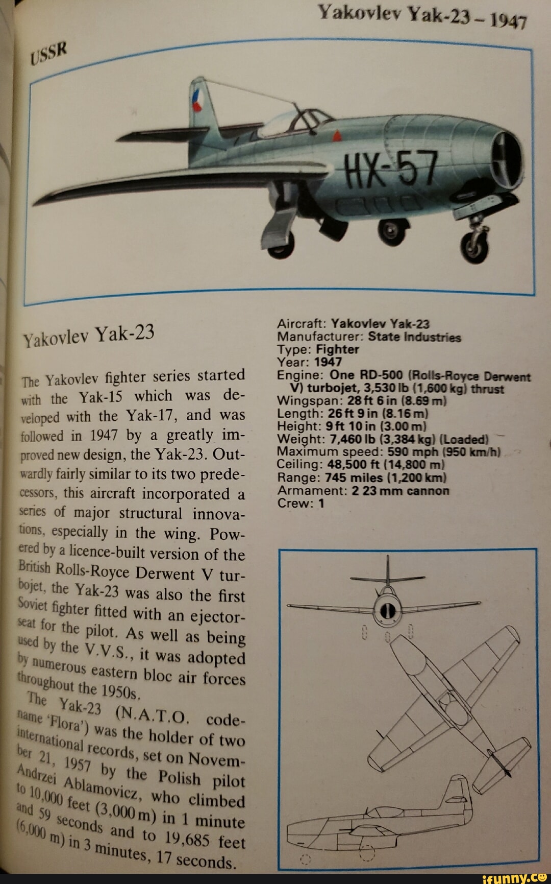 Yakovlev Yak-23 The Yakovlev fighter series started with the Yak-15 which was de- yeloped with ...