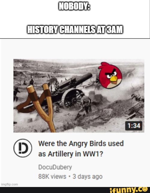 NOBODY: HISTORY CHANNELS AT Were the Angry Birds used as Artillery in ...