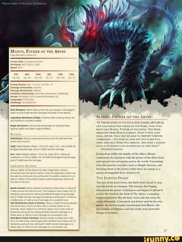 Manus, FATHER oF THE Apyss Staff. lee Weopon MANUS, FATHER OF THE Anyss ...