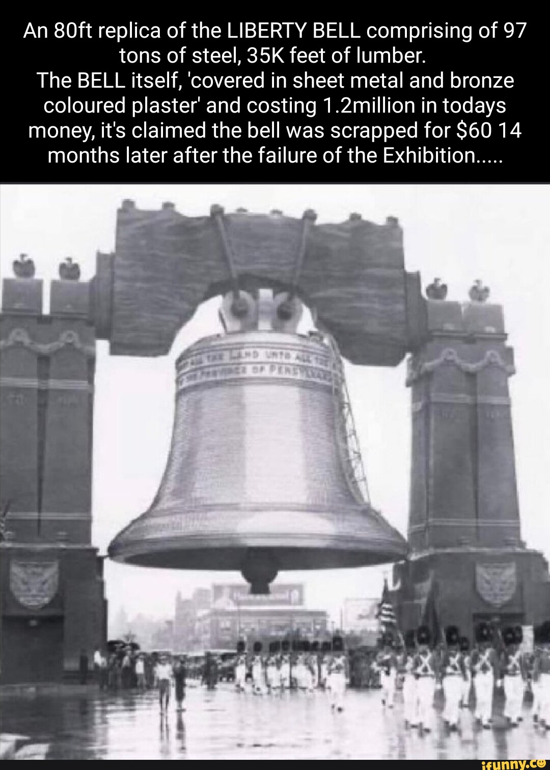 An 80ft replica of the LIB The BELL itself, 'covered in sheet me ...