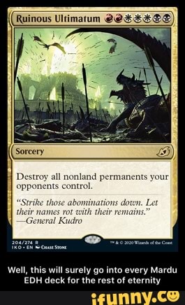 Destroy all nonland permanents your opponents control. trike those ...