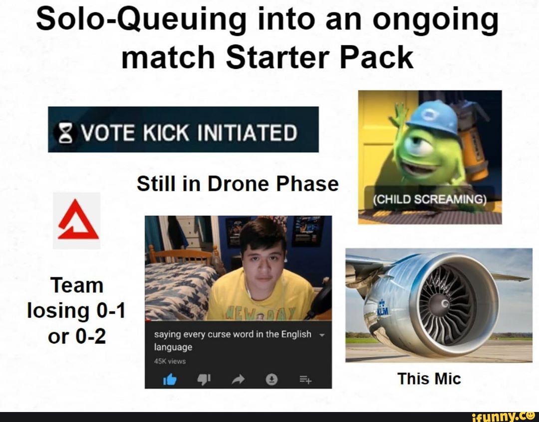 Solo-Queuing into an ongoing match Starter Pack VOTE KICK INITIATED ...