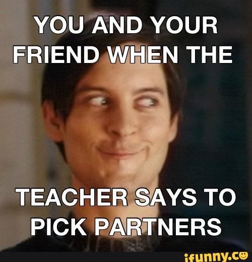 Pick partners - YOU AND YOUR FRIEND WHEN THE TEACHER SAYS TO PICK ...