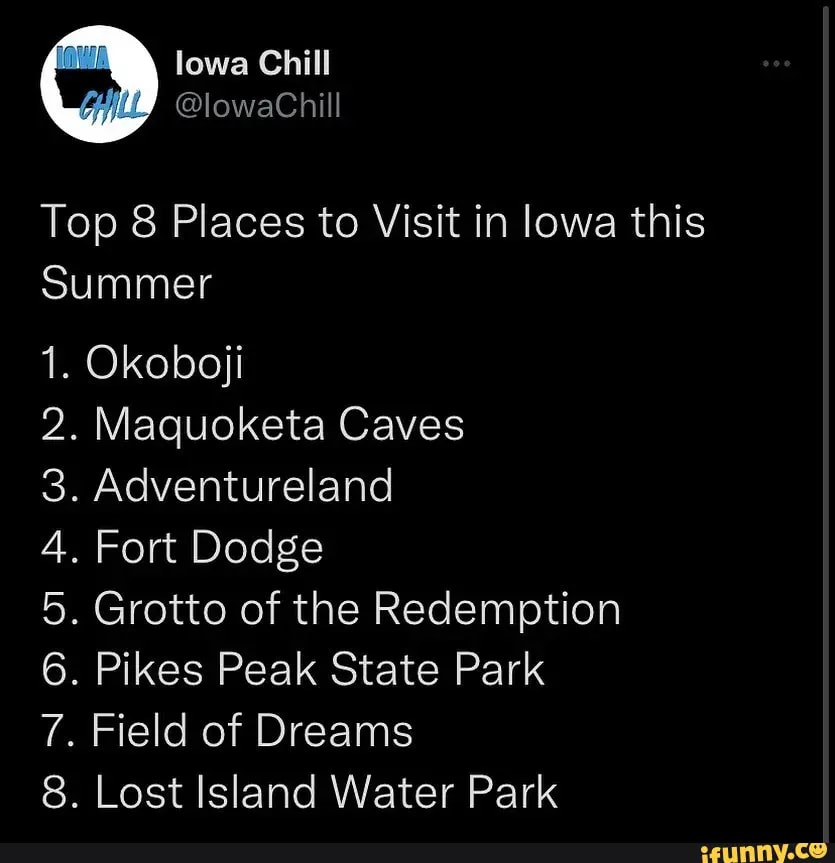 Top 8 Places to Visit in lowa this Summer 1. Okoboji . Maquoketa Caves ...