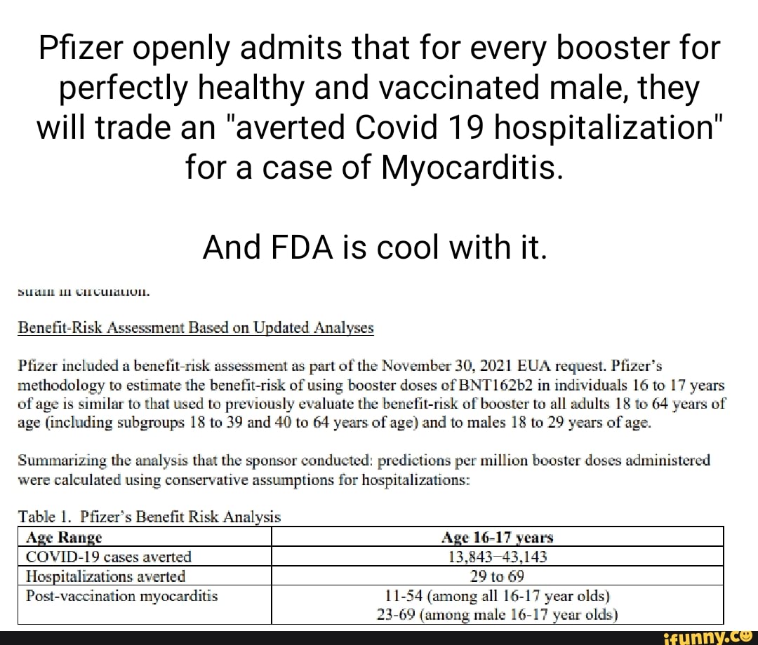 Pfizer openly admits that for every booster for perfectly healthy and ...