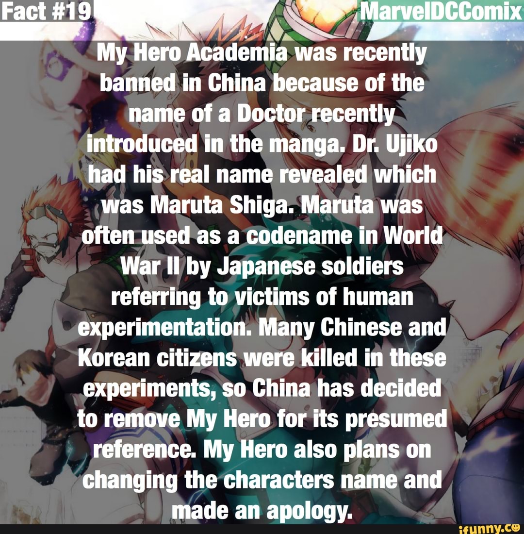 My Hero was A banned in China because of the name of a Doctor recently ...