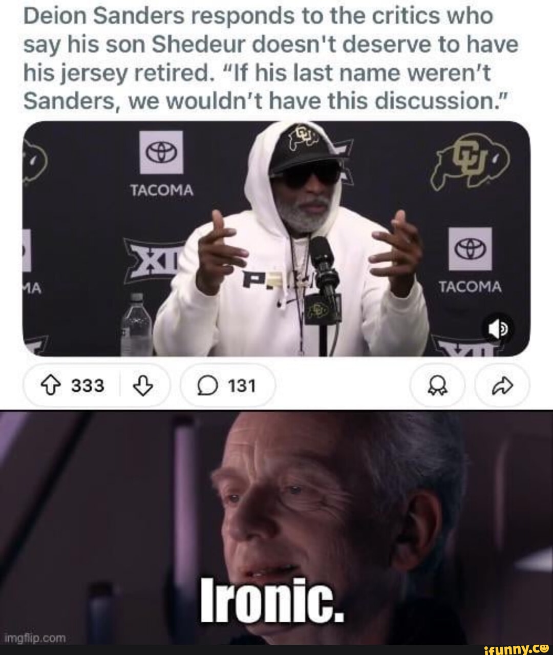 Deion Sanders responds to the critics who say his son Shedeur doesn't ...