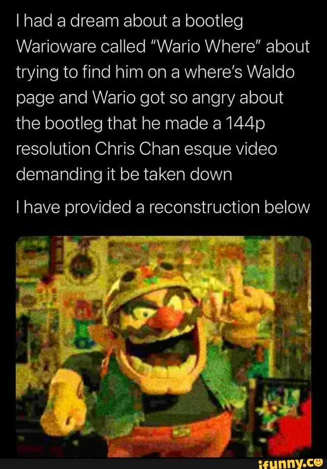 I had a dream about a bootleg Warioware called "Wario Where" about ...