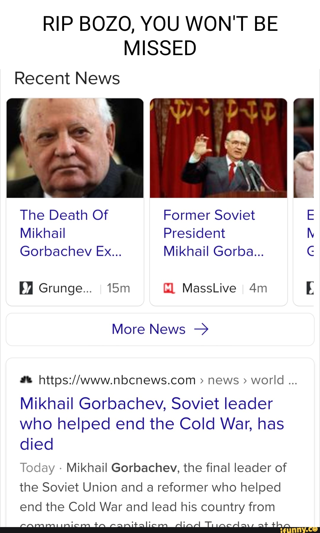 RIP BOZO, YOU WON'T BE MISSED Recent News The Death Of Former Soviet E ...