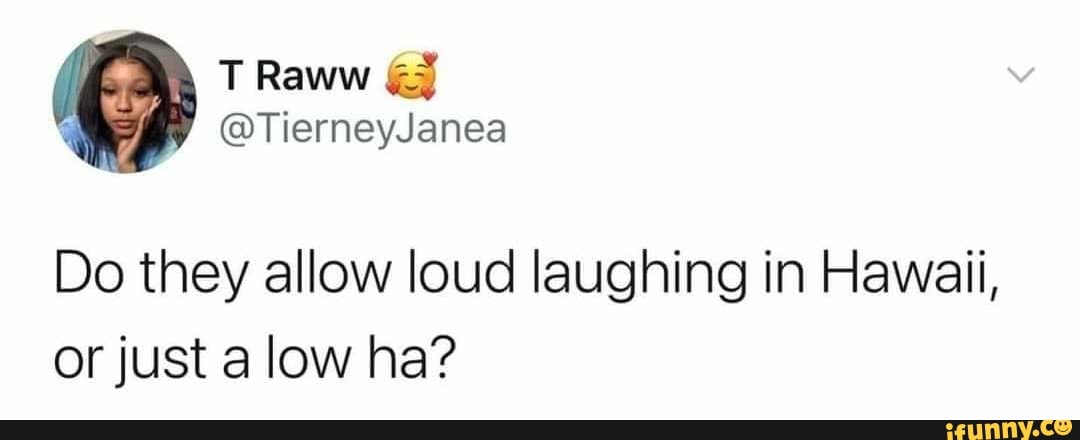 Do they allow loud laughing in Hawaii, or just a low ha? - iFunny