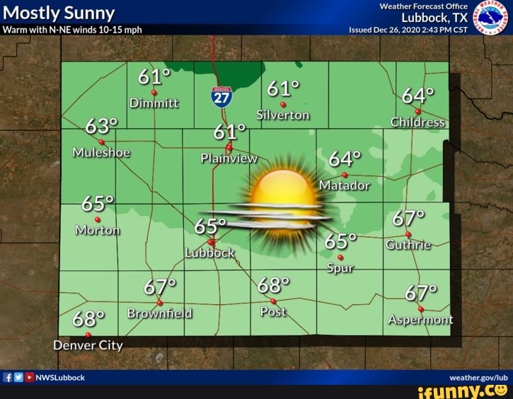'Weather Forecast Office Mostly Sunny Lubbock, TX Warm with N-NE winds ...