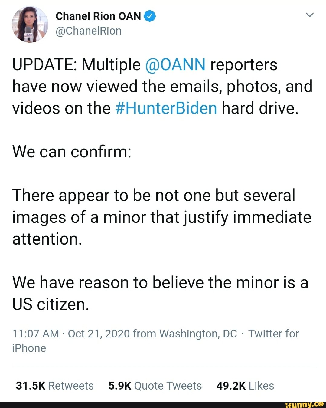 Chanel Rion OAN @ @ChanelRion UPDATE: Multiple @OANN reporters have now ...