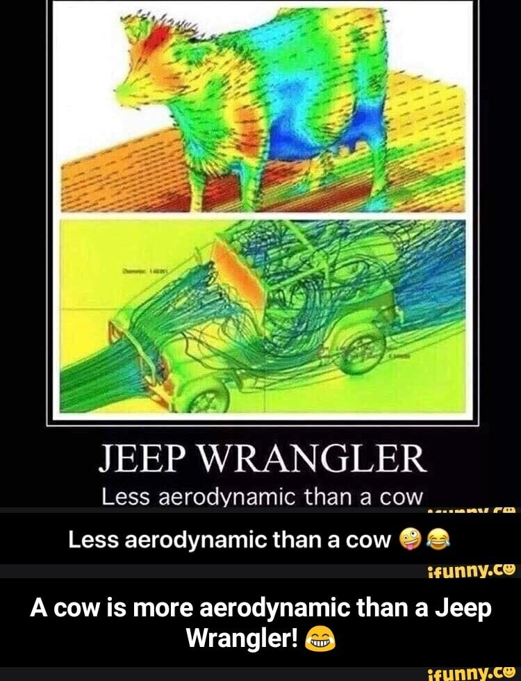 A cow is more aerodynamic than a Jeep Wrangler! 😂 - iFunny