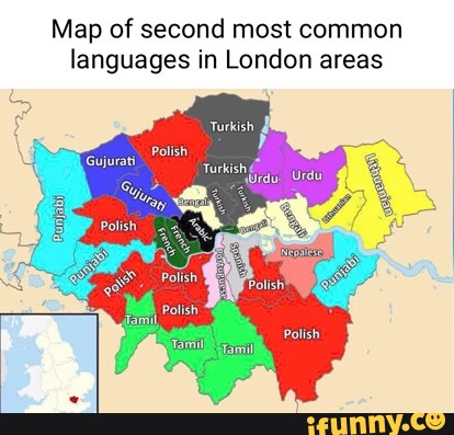 Map of second most common languages in London areas - iFunny
