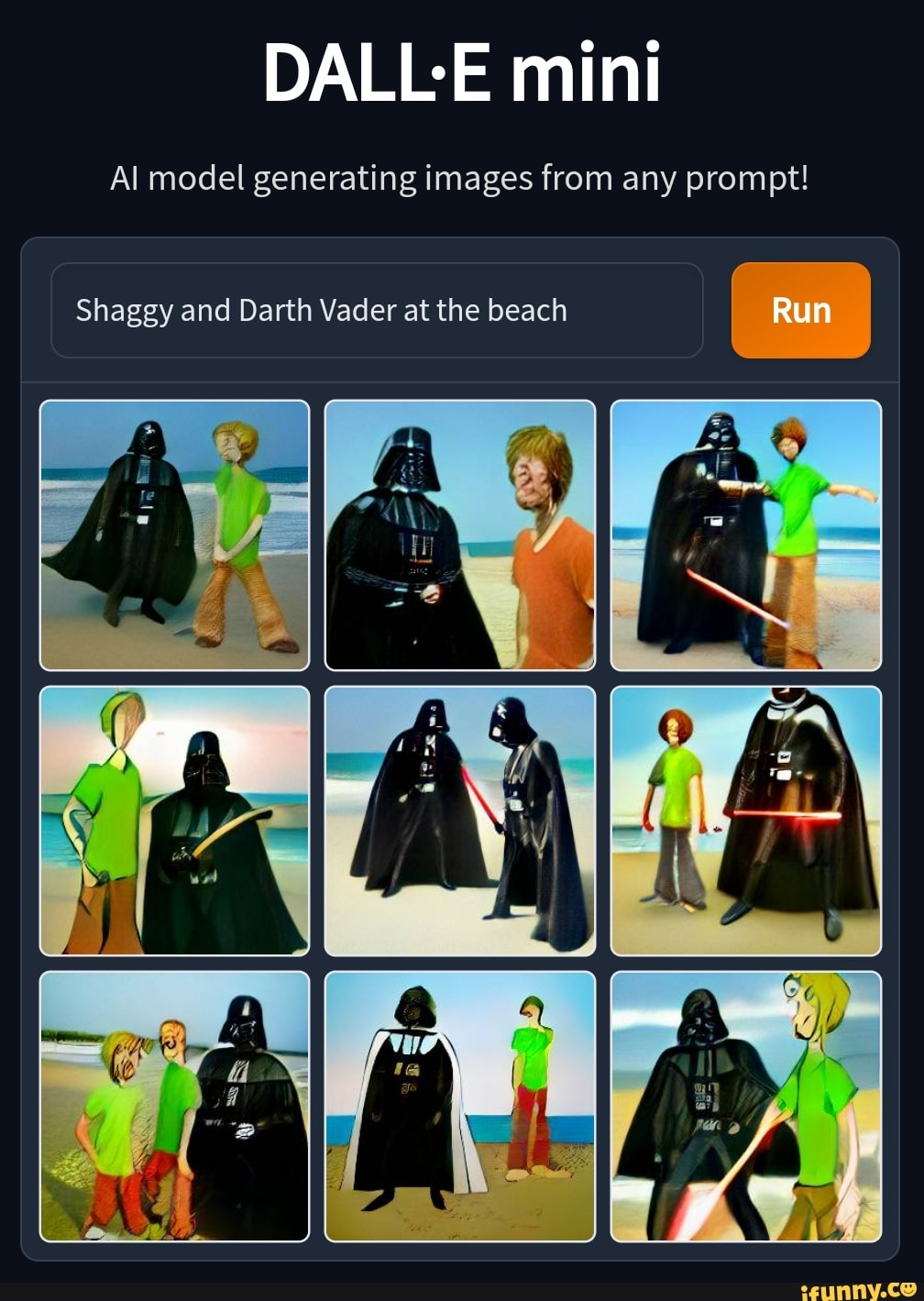 Mini Al model generating images from any prompt! Shaggy and Darth Vader ...