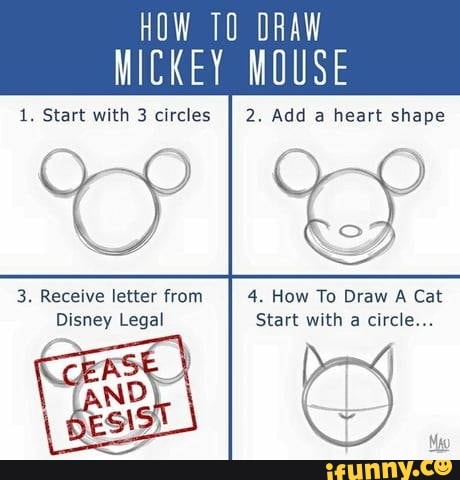 HOW TO DRAW MICKEY MOUSE 1. Start with 3 circles I 2. Add a heart shape ...