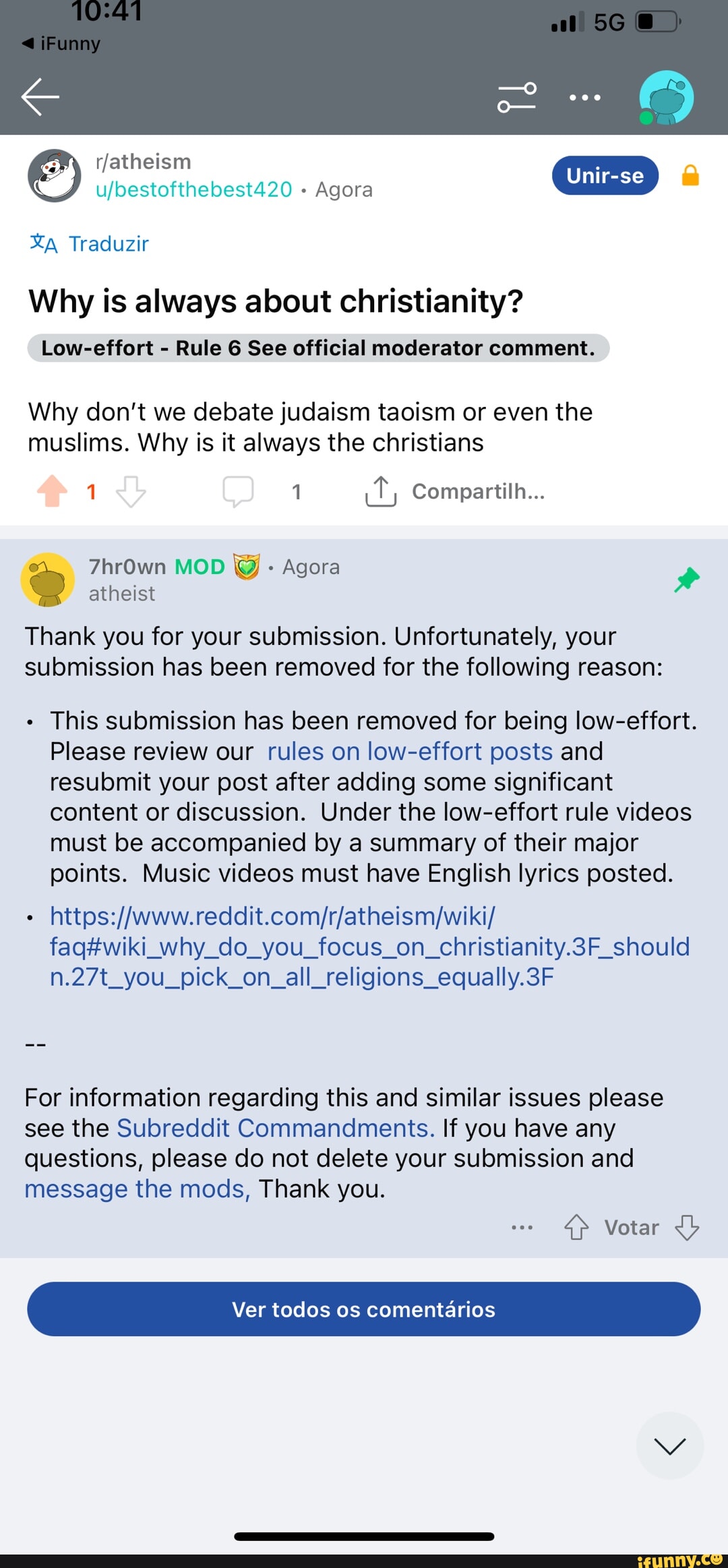 Agora Catheism Xa Traduzir Why Is Always About Christianity Low Effort Rule 6 See Official 