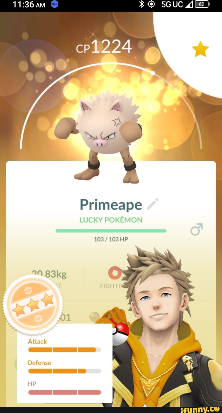 SGUC Primeape LUCKY POKEMON 103 / 103 HP 20. 83kg Attack Defense - iFunny