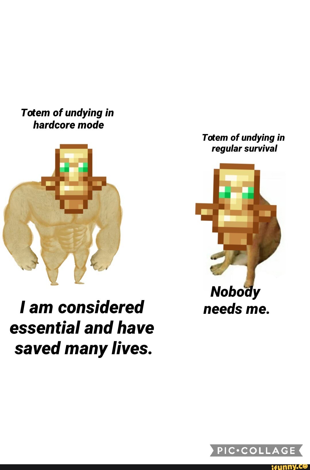 Totem of undying in hardcore mode Totem of undying in regular survival ...