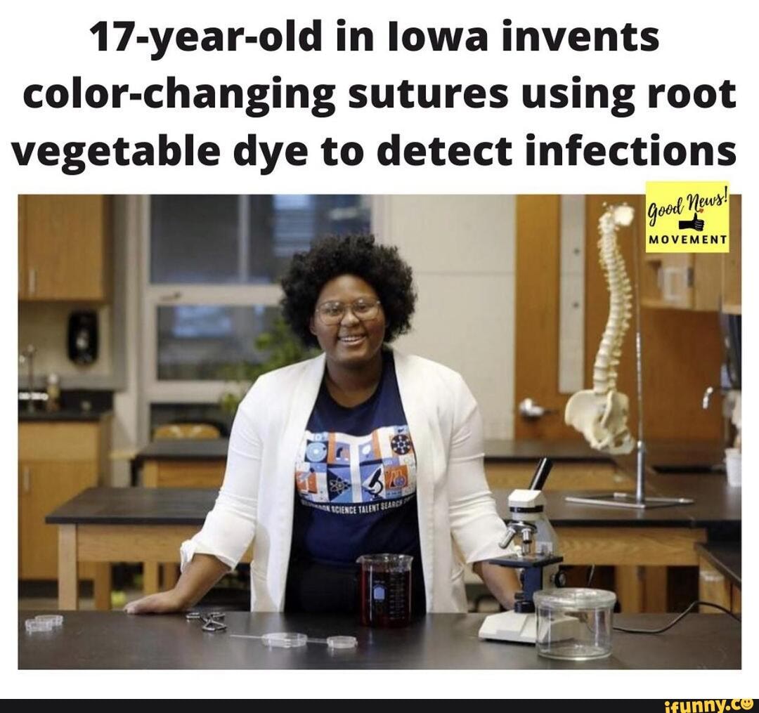 Genius - 17-year-old in lowa invents color-changing sutures using root ...